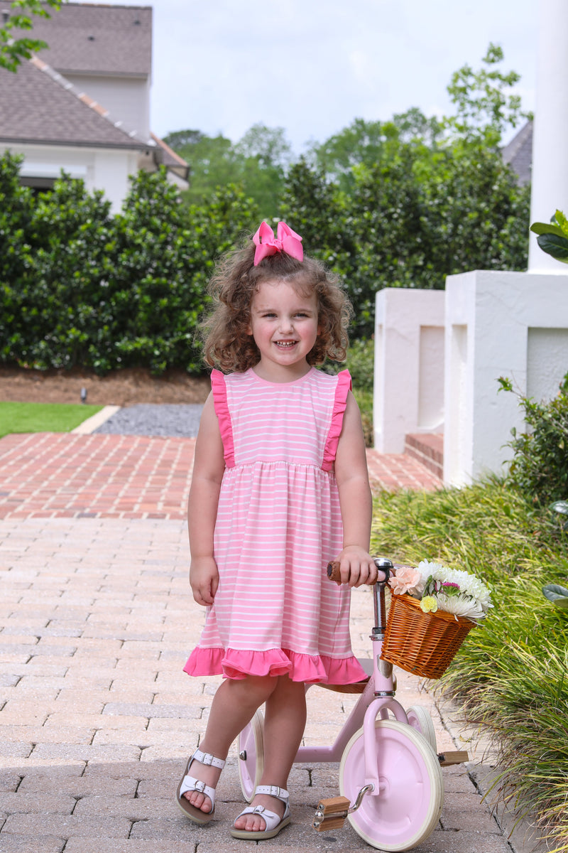 Josie Dress- Light Pink Stripe/Pink – Duck Duck Goose